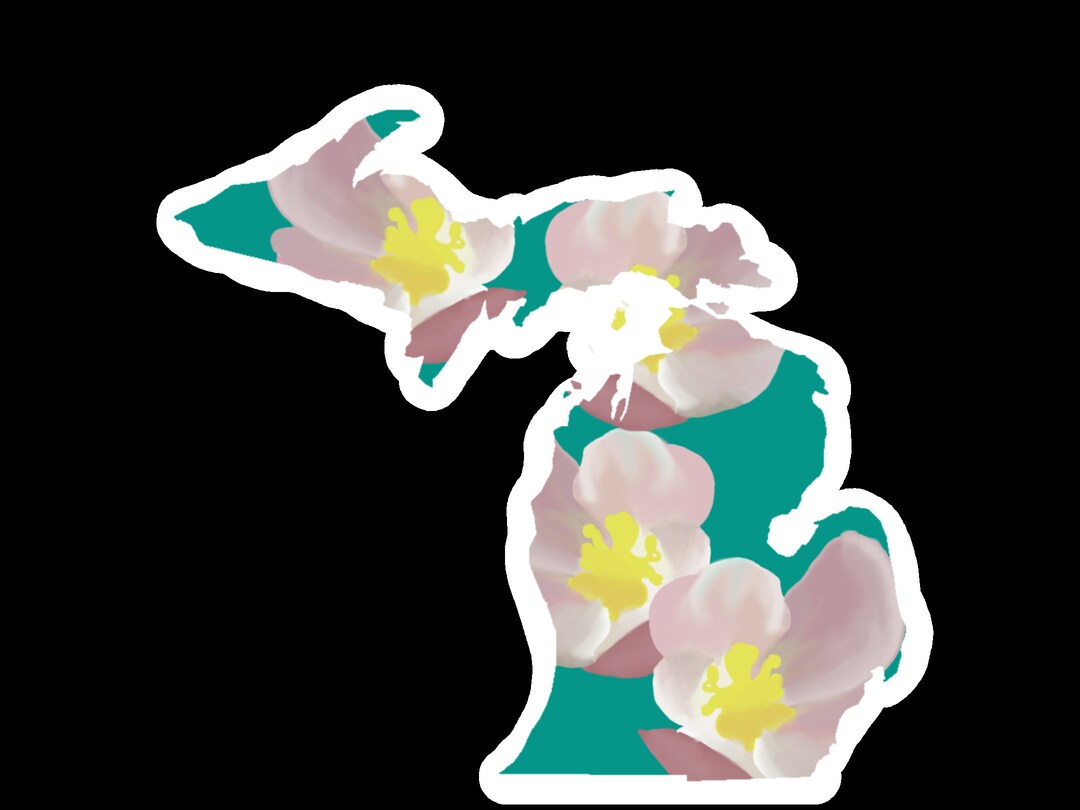 Hand-drawn Michigan Apple Blossom State Flower Sticker; Waterproof ...