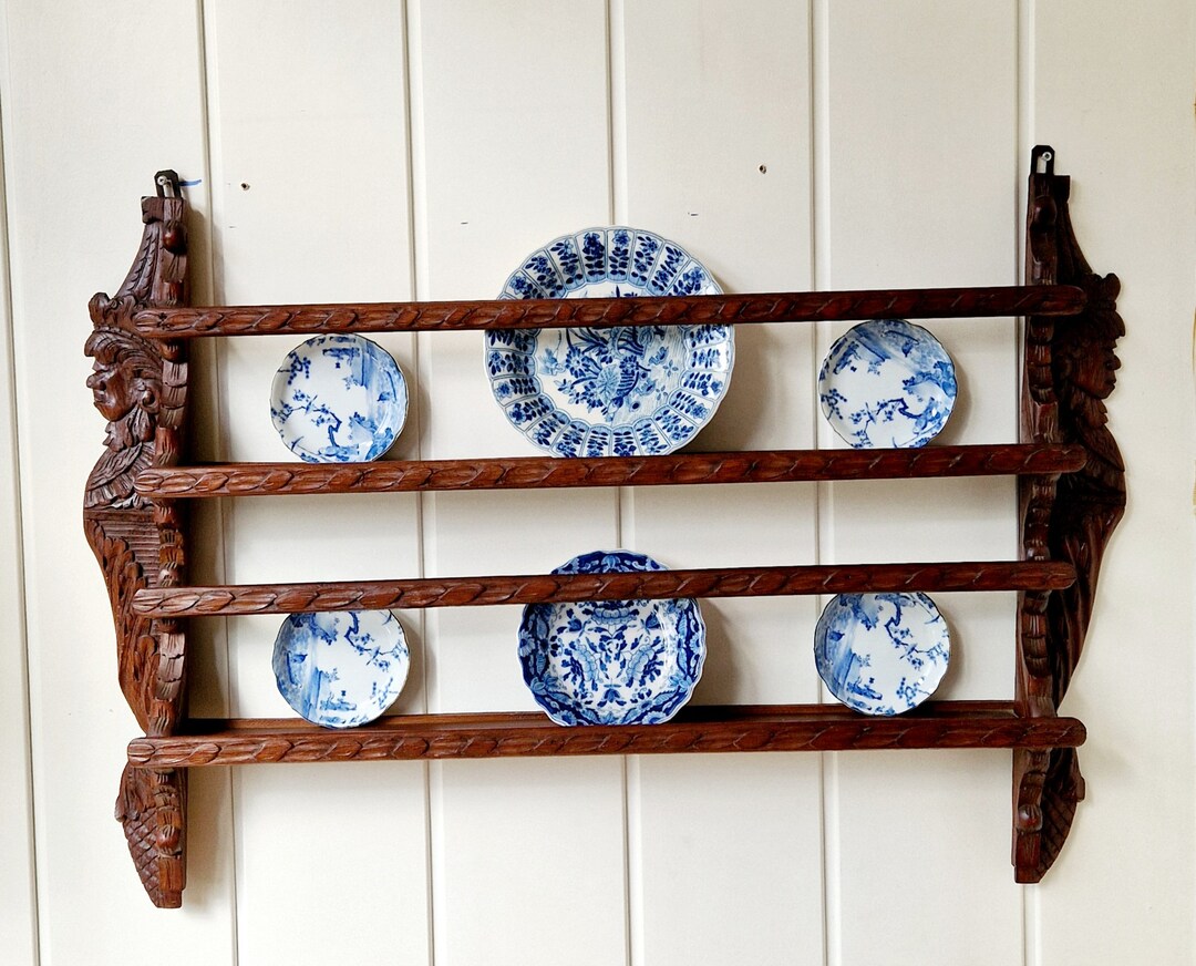 Antique Plate Rack Wall Shelves 1800s Plate Rack Wall Mounted, Plate ...