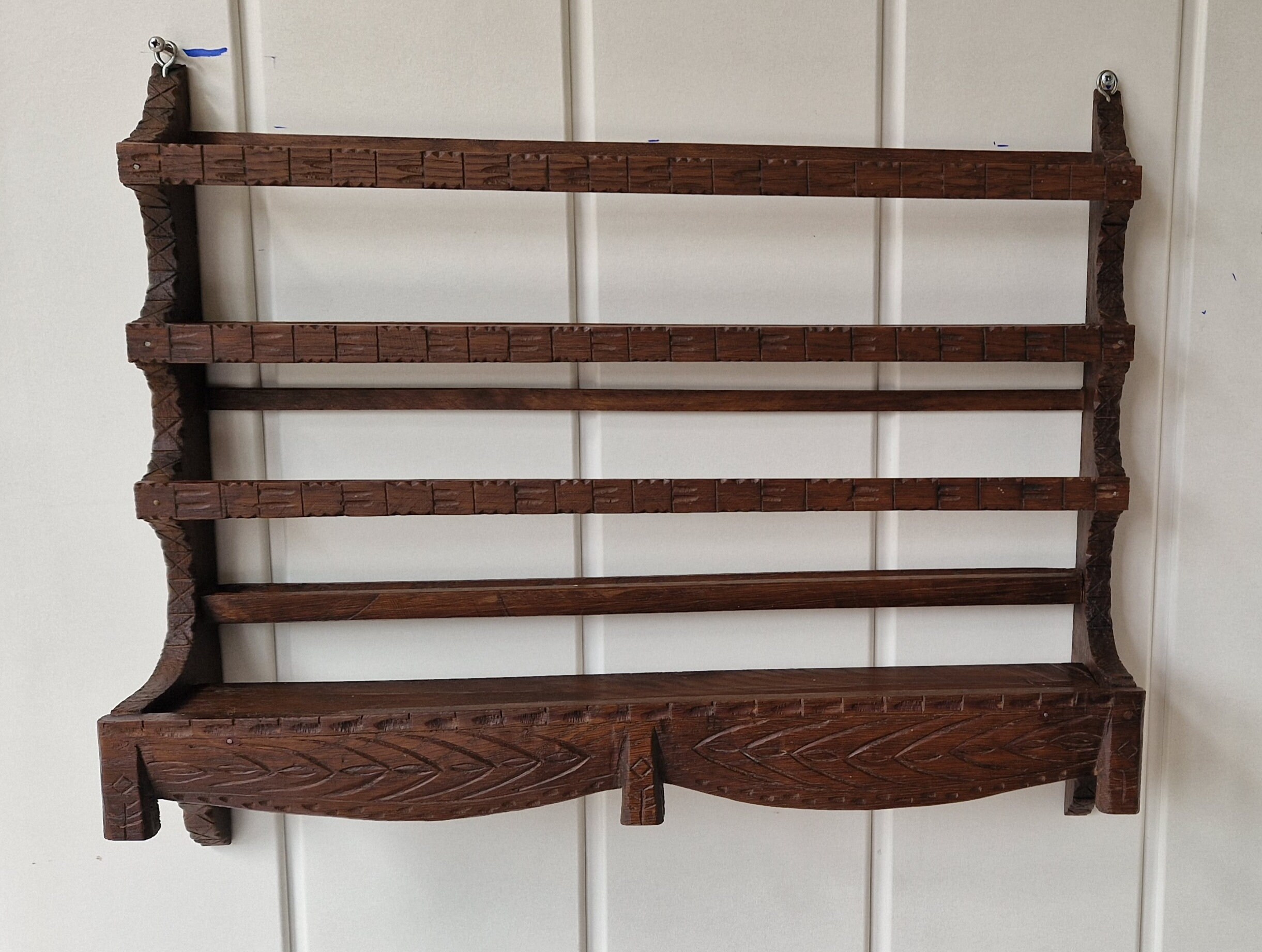 Antique Oak Hanging Plate Rack Wall Shelves 1880s Plate Rack Wall ...