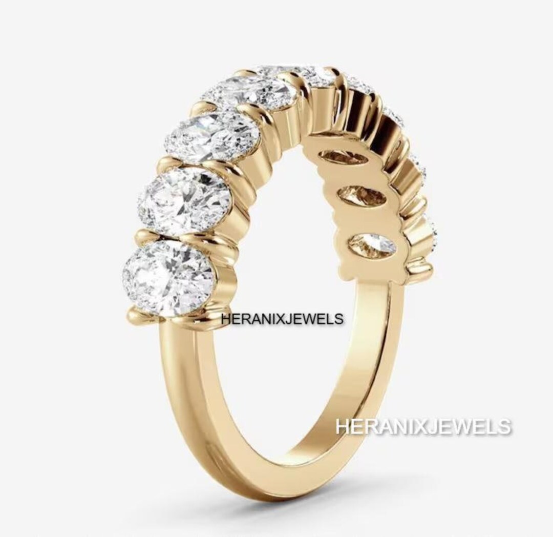 Half Eternity Oval Cut Moissanite Diamond Band E Color VS Clarity ...