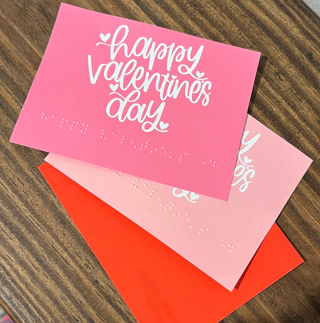 Assorted Brailled Happy Valentine's Day Cards | Set of 1, 5, 10, or 20 ...