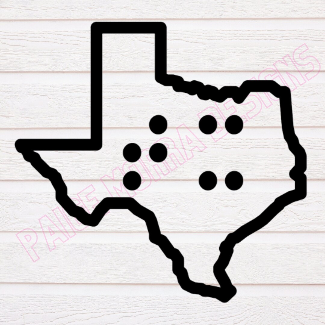 Texas Outline With Braille TX SVG File- Print & Braille - Etsy