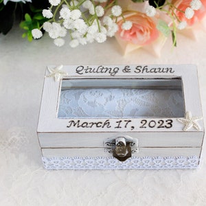 White Beach Ring Box Nautical Wedding Ring Bearer Glass - Etsy