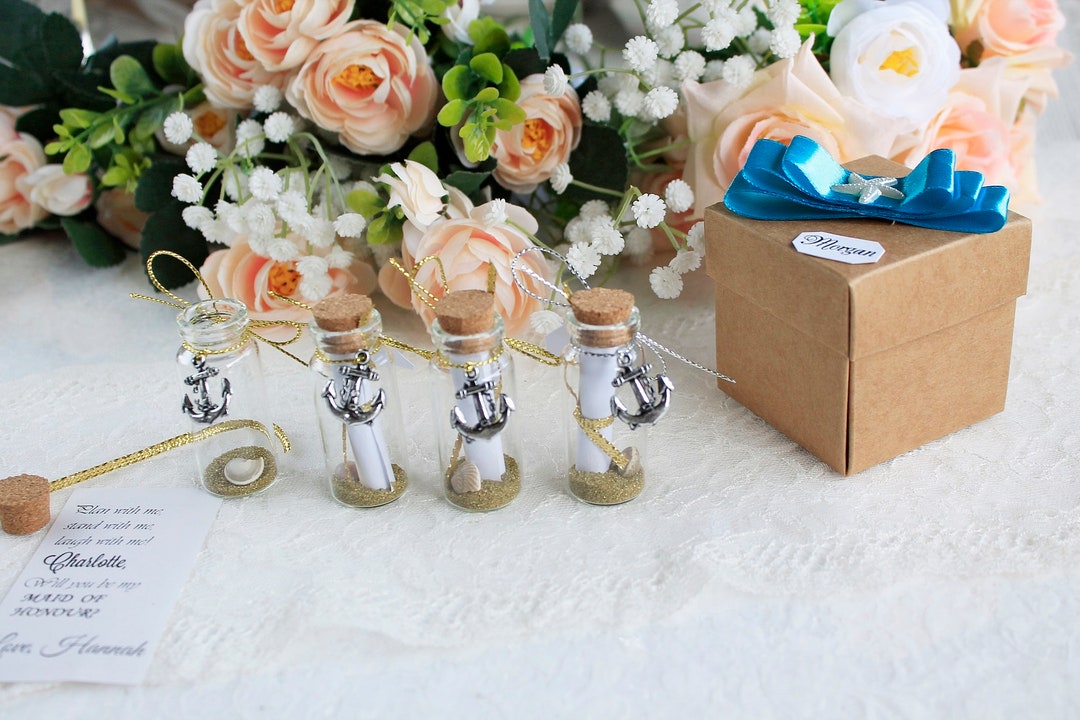 Beach Bridesmaid Message in a Bottle Invites in a Gift Box, Ask Maid of ...