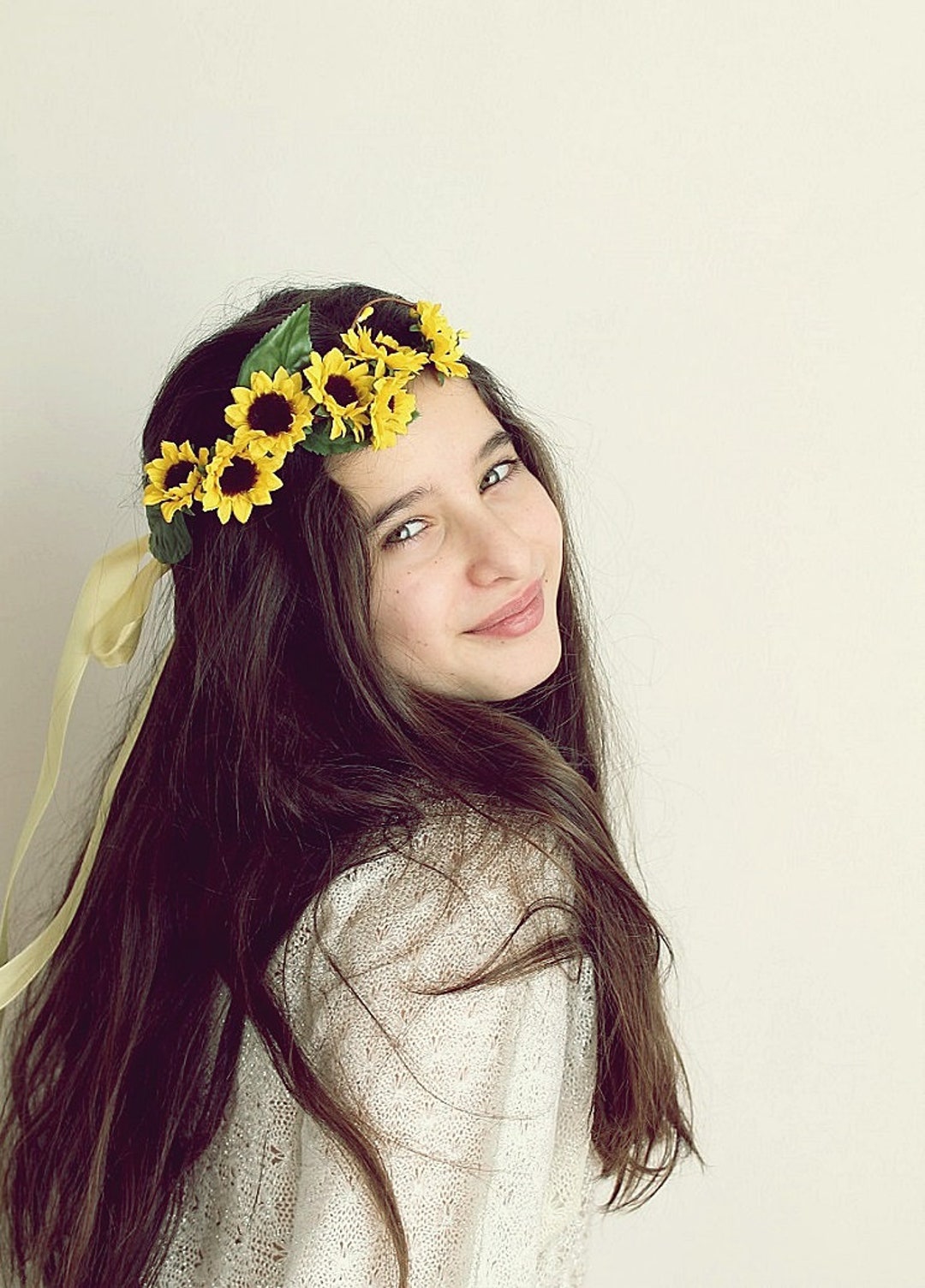 Sunflower Crown, Boho Bridal Halo, Fall Wedding Headband, Rustic Flower ...