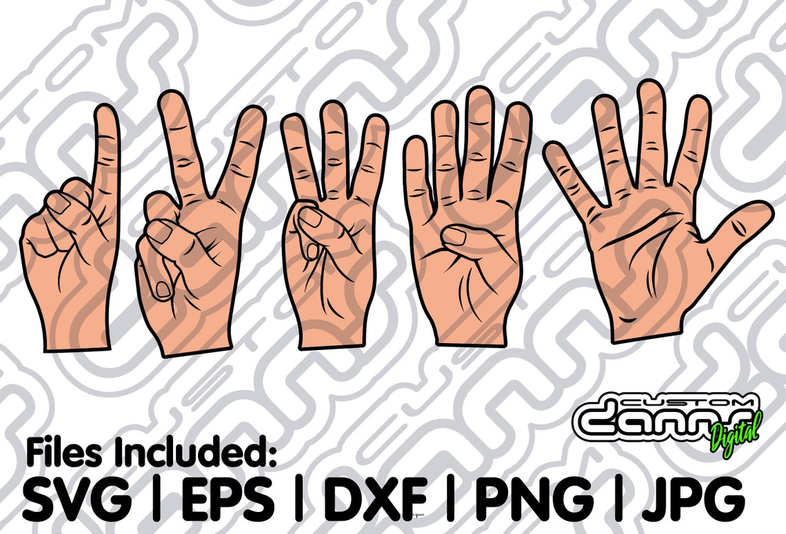 Vectores de mano SVG mostrando las manos mostrando números 1-5 | Etsy