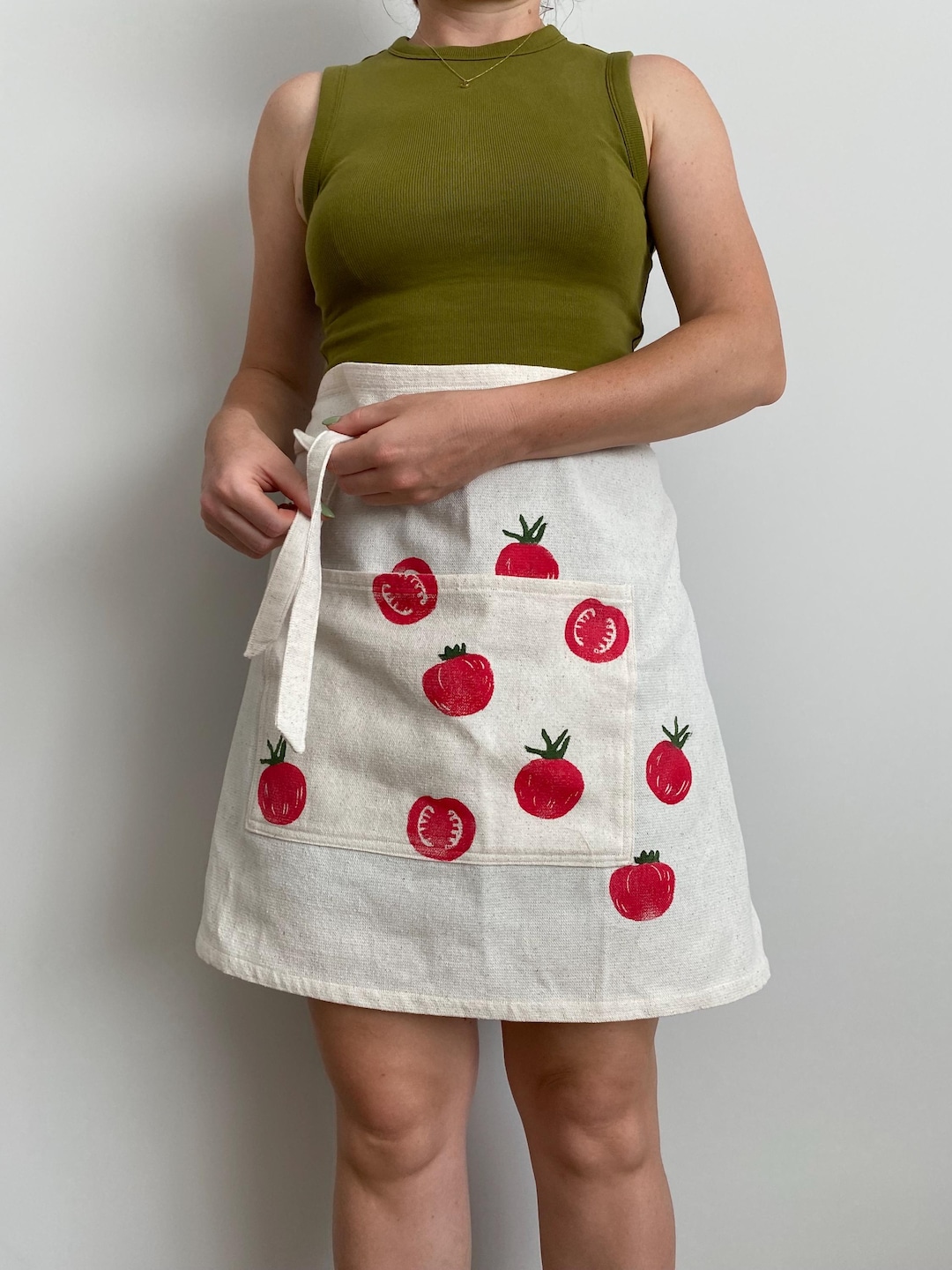 Hand Printed Tomato Half Apron – Cotton Kitchen Apron, Garden Gift - Etsy