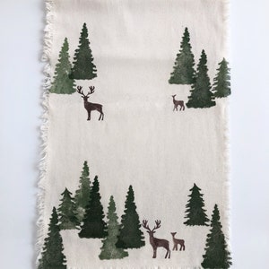 Christmas Block Printed Table Runner, Cotton Winter Tables, Custom ...