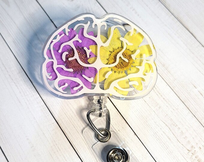 Anatomical Brain Badge Reel, Brain Badge Reel, Flower Badge Reel, Nurse ...