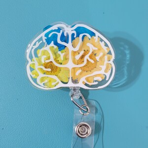 Anatomical Brain Badge Reel Brain Badge Reel Flower Badge - Etsy