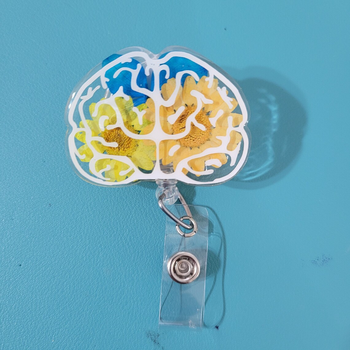 Anatomical Brain Badge Reel Brain Badge Reel Flower Badge - Etsy