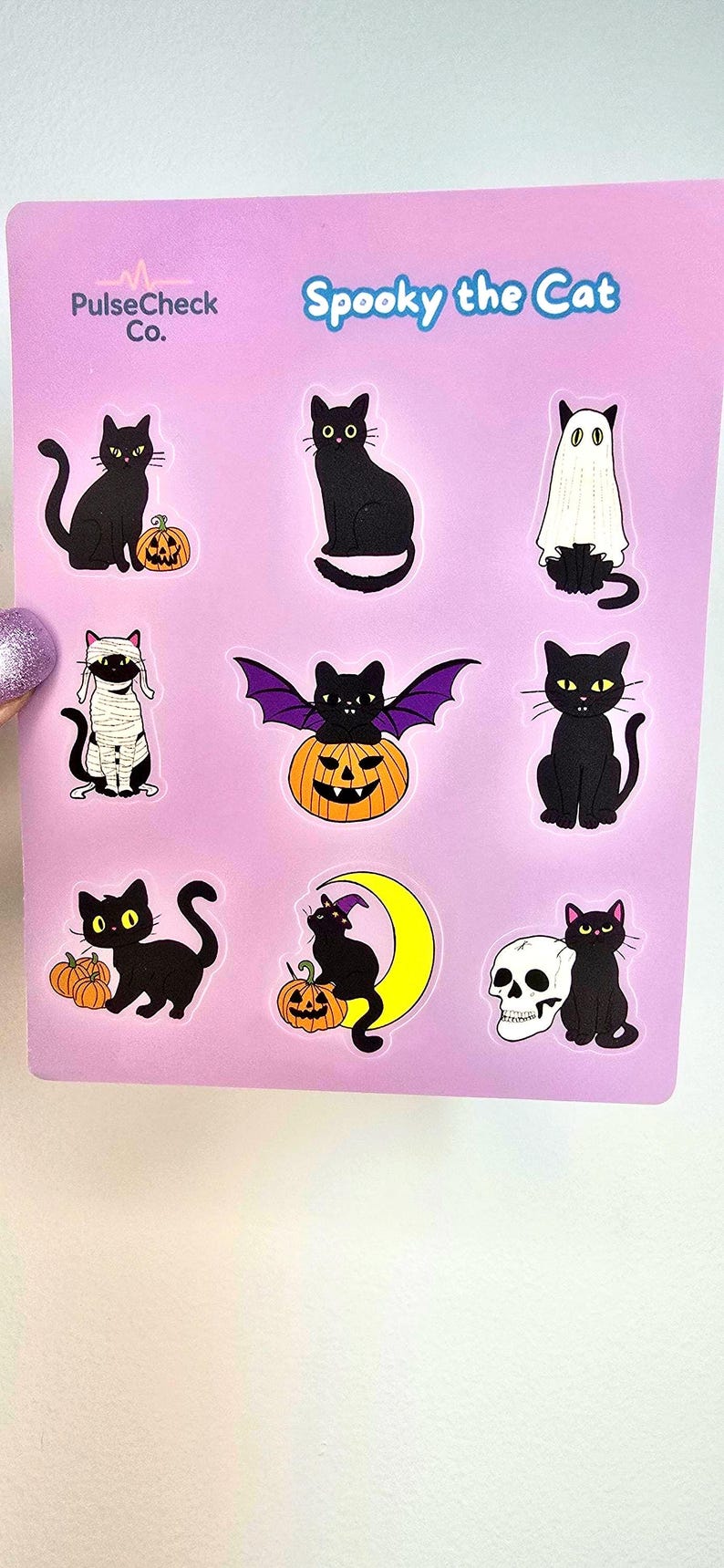 Spooky Black Cat Sticker Sheet: Fall Halloween Vinyl Decals - Etsy