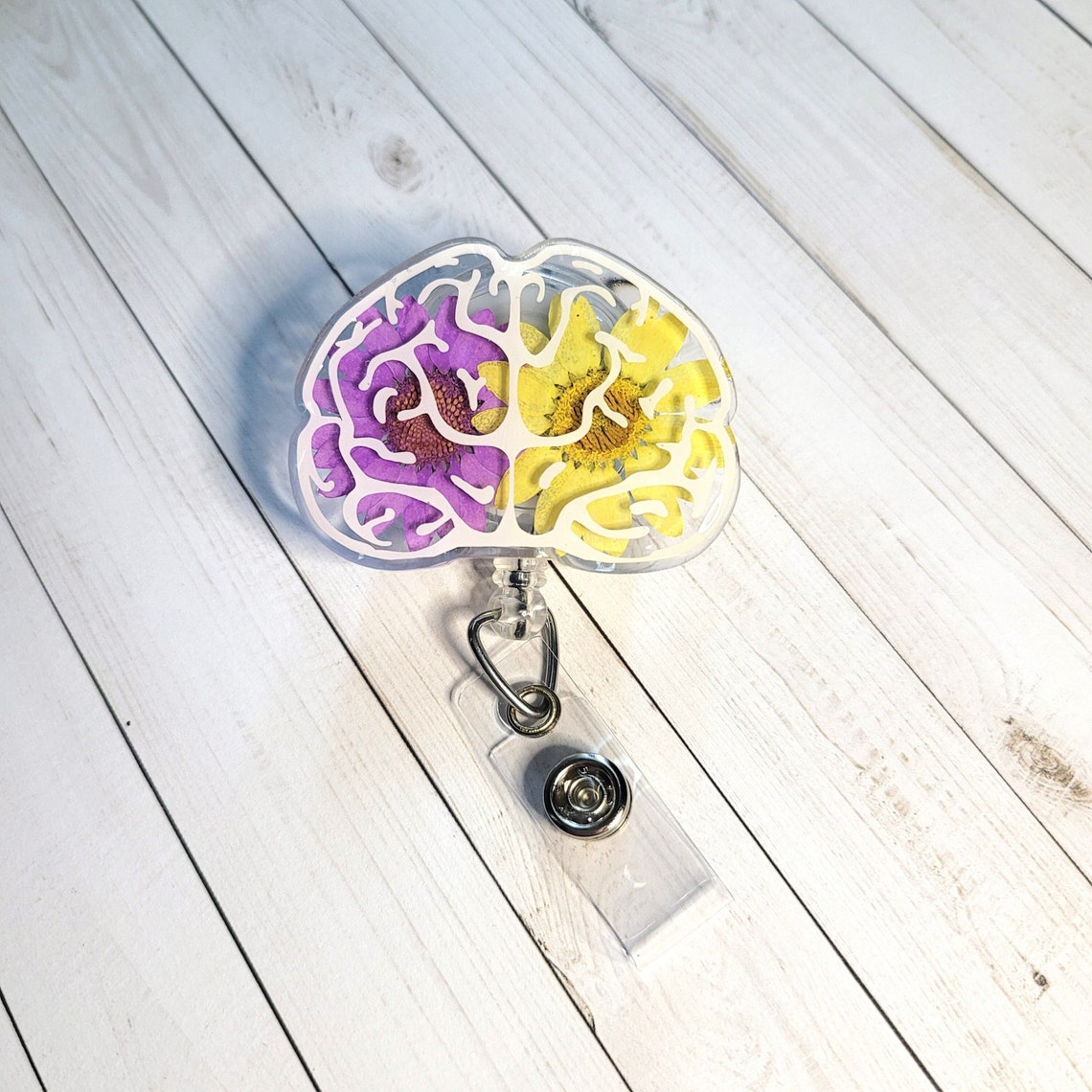 Anatomical Brain Badge Reel, Brain Badge Reel, Flower Badge Reel, Nurse ...