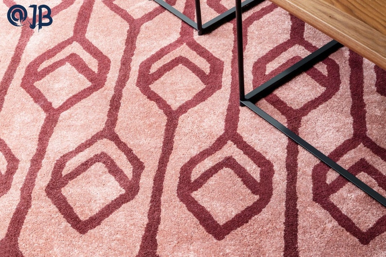 Premium New Modern Maroon Woolen Rug Hand Made Indian Designer - Etsy