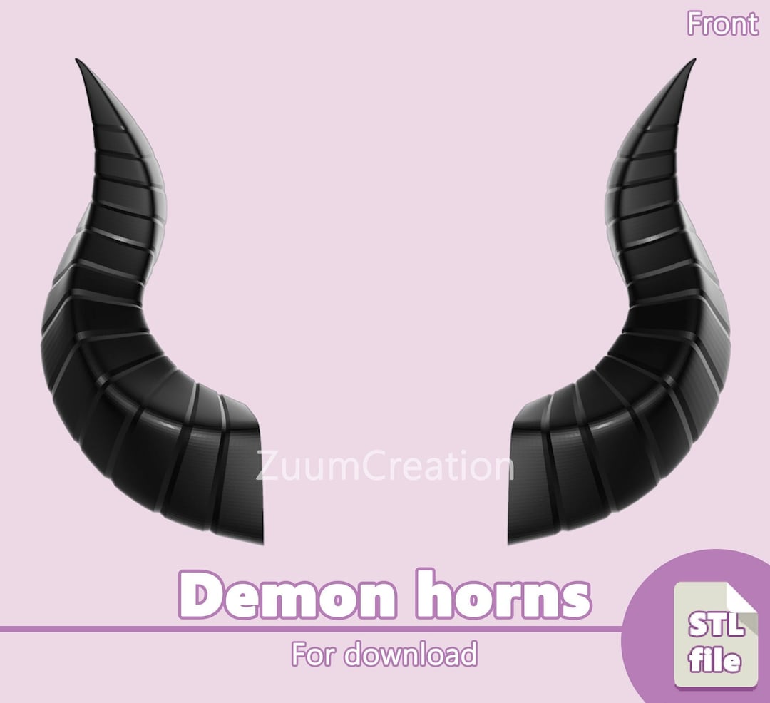 Demon Horns 3d Print Stl File For Cosplay Roleplay And Costuming Etsy