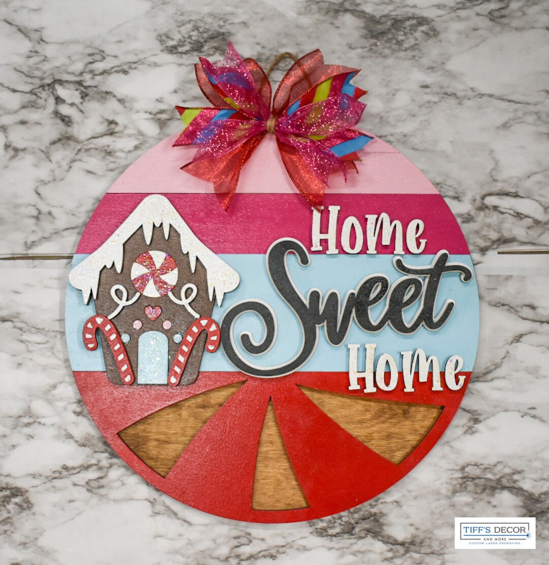 Home Sweet Home Christmas Door Sign Gingerbread Door Sign - Etsy
