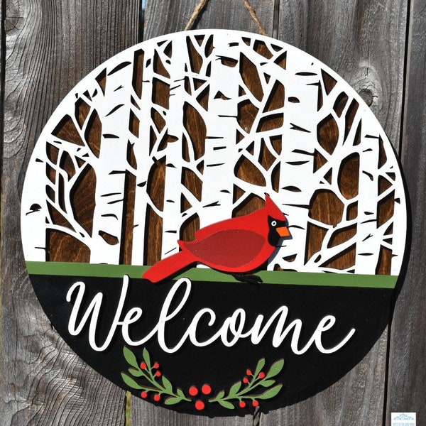 Cardinal Welcome Sign - Etsy