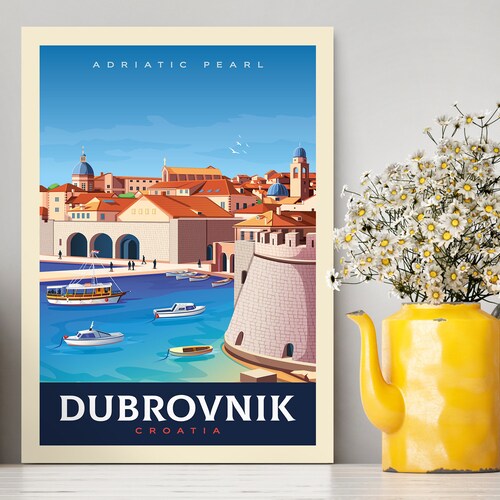 Dubrovnik Croatia Travel Poster / Dubrovnik Illustration / - Etsy