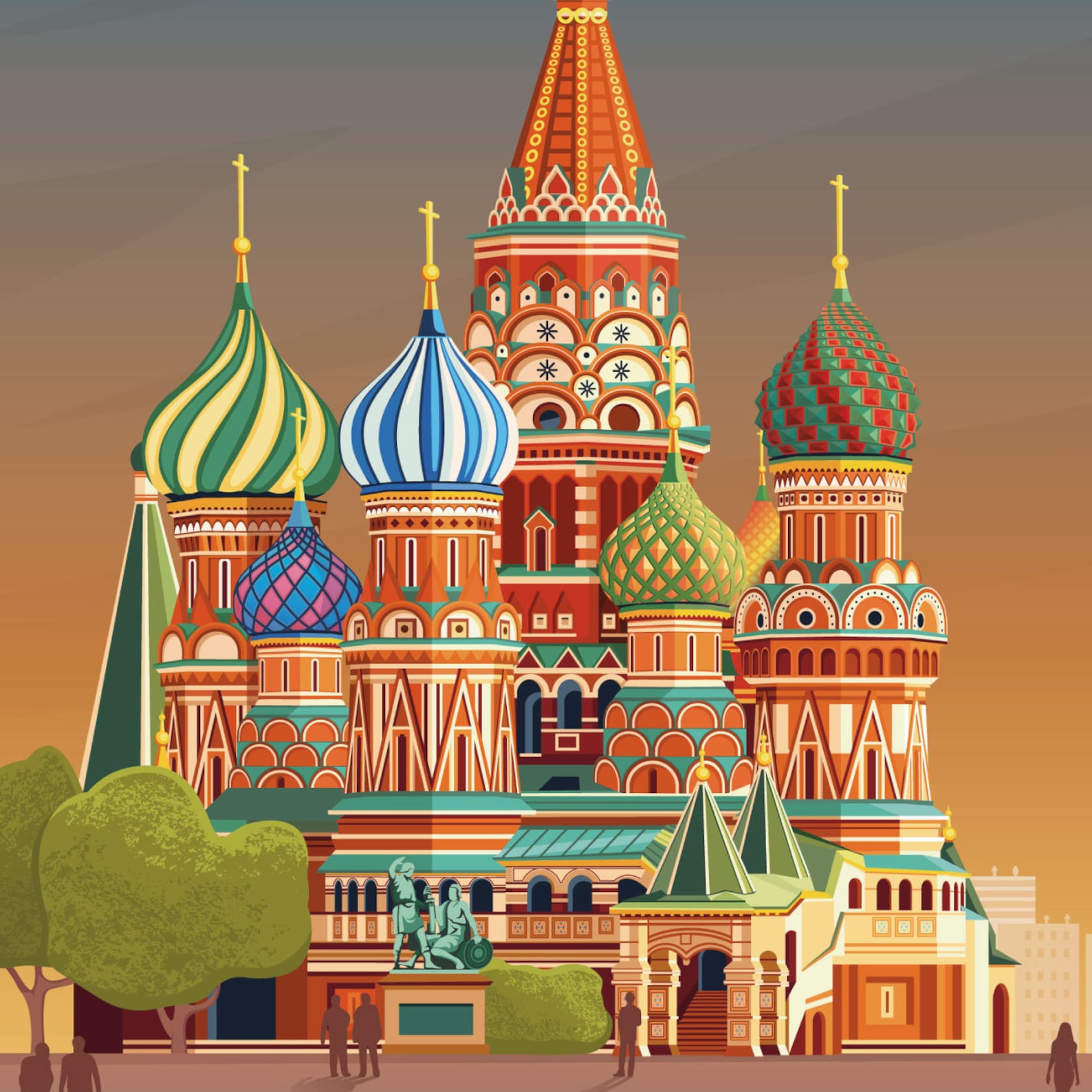 Moscow Russia Travel Poster / Saint Basil's Cathedral Red | Etsy