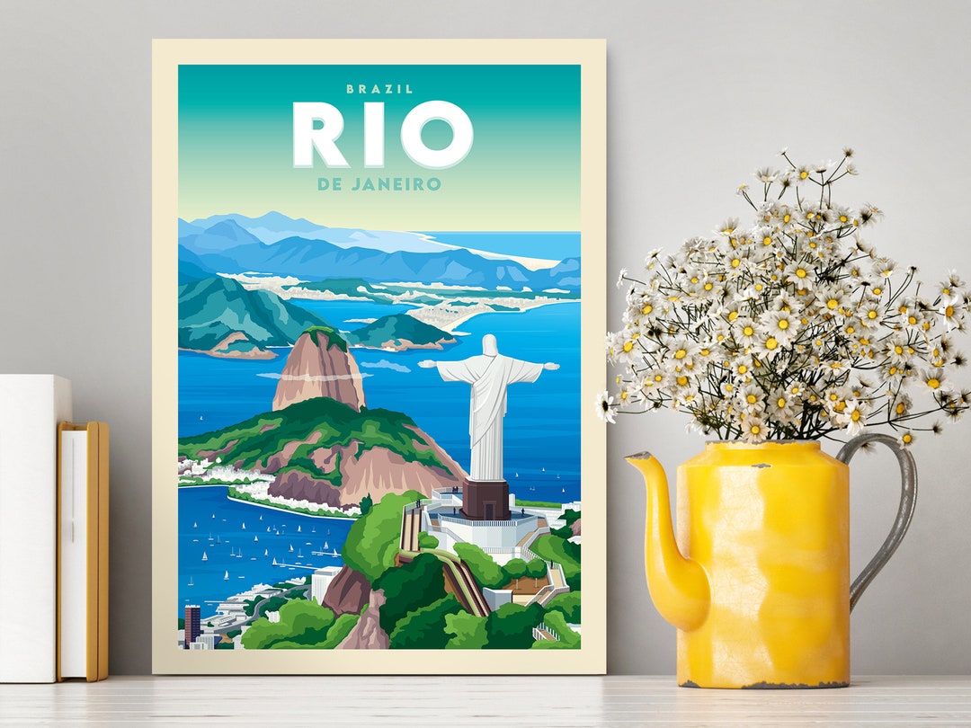 Rio De Janeiro Brazil Travel Poster / Rio De Janeiro Illustration / Rio ...