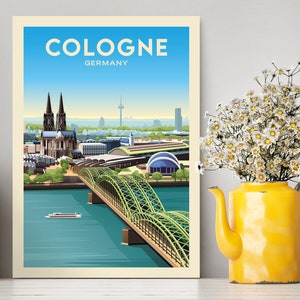 Cologne Germany Travel Print / Cologne Hohenzollern Bridge Poster ...