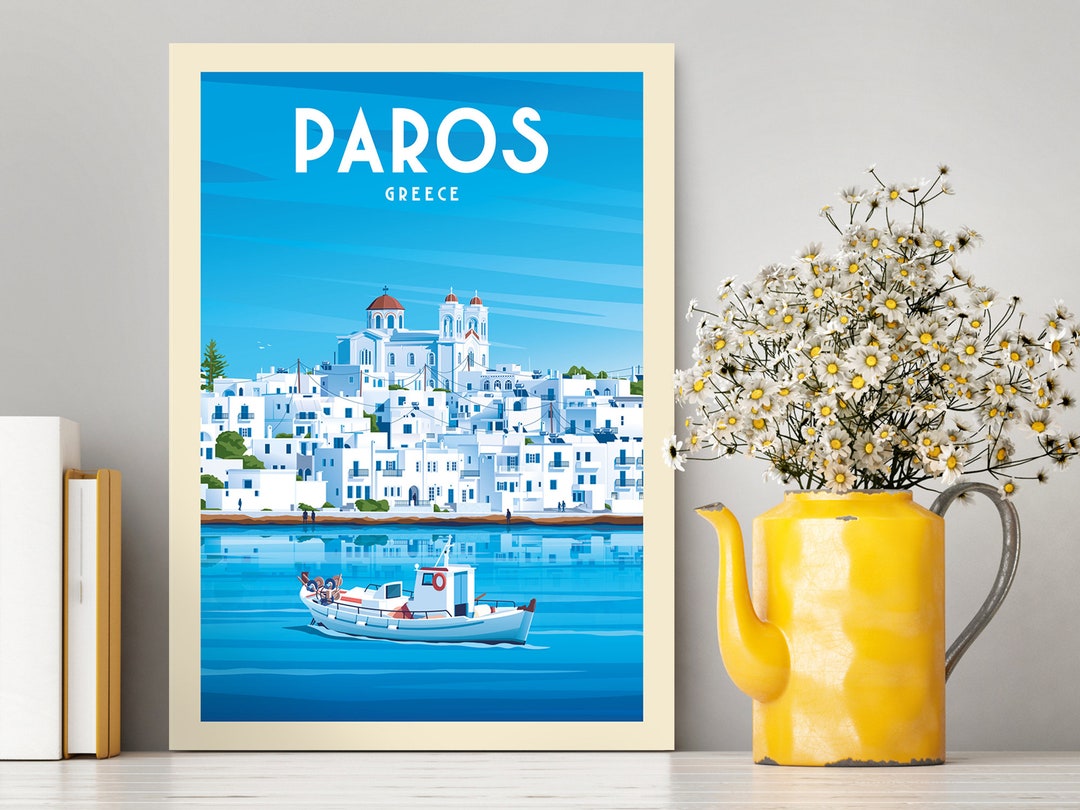 Paros Greece Travel Poster / Paros Illustration / Paros Print / Greece ...