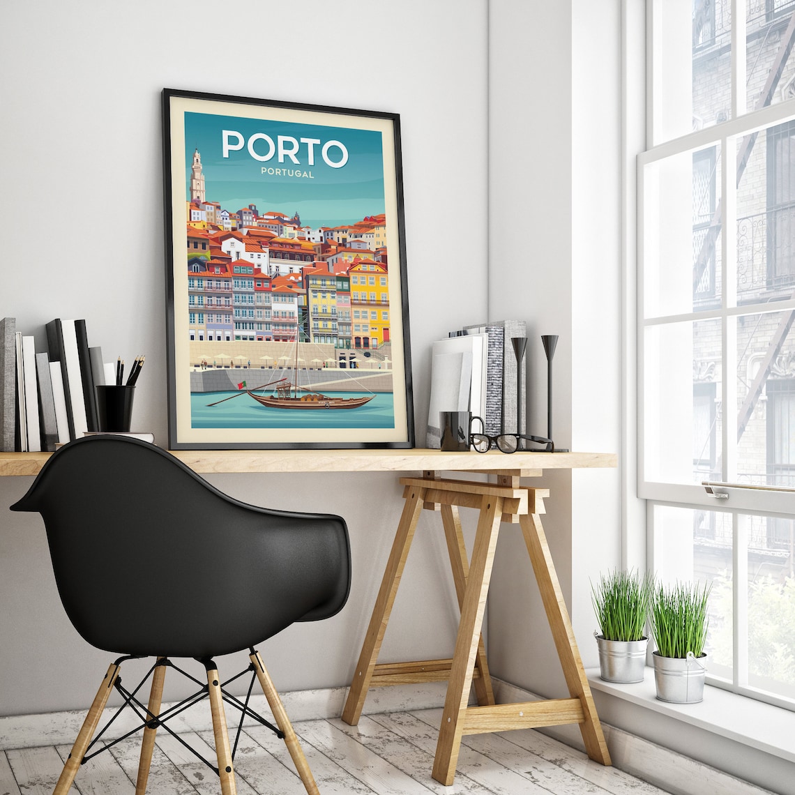 Porto Portugal Travel Poster / Porto Vintage Illustration / - Etsy
