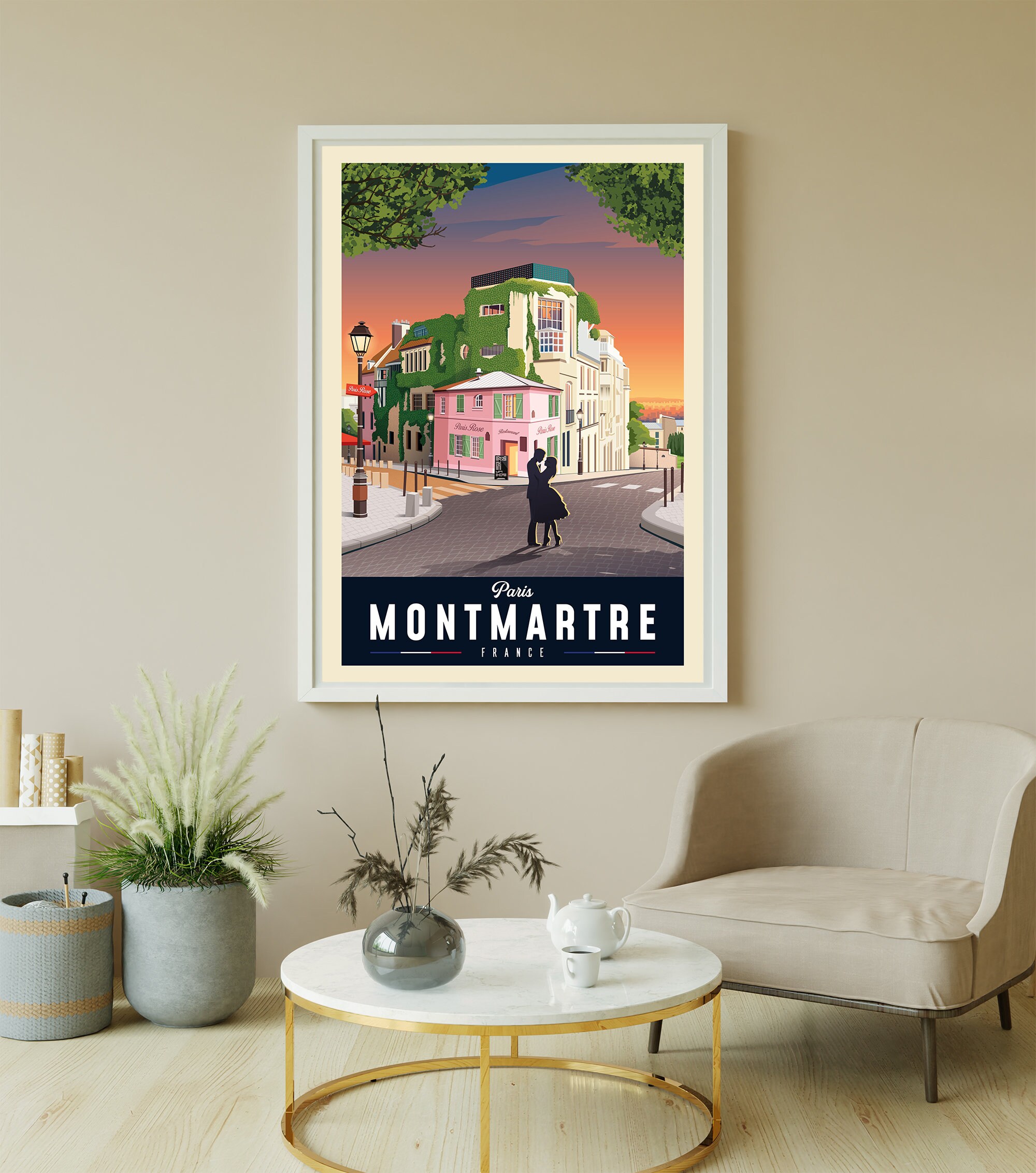 Paris Montmartre Night Print / Paris Montmartre Travel Poster - Etsy