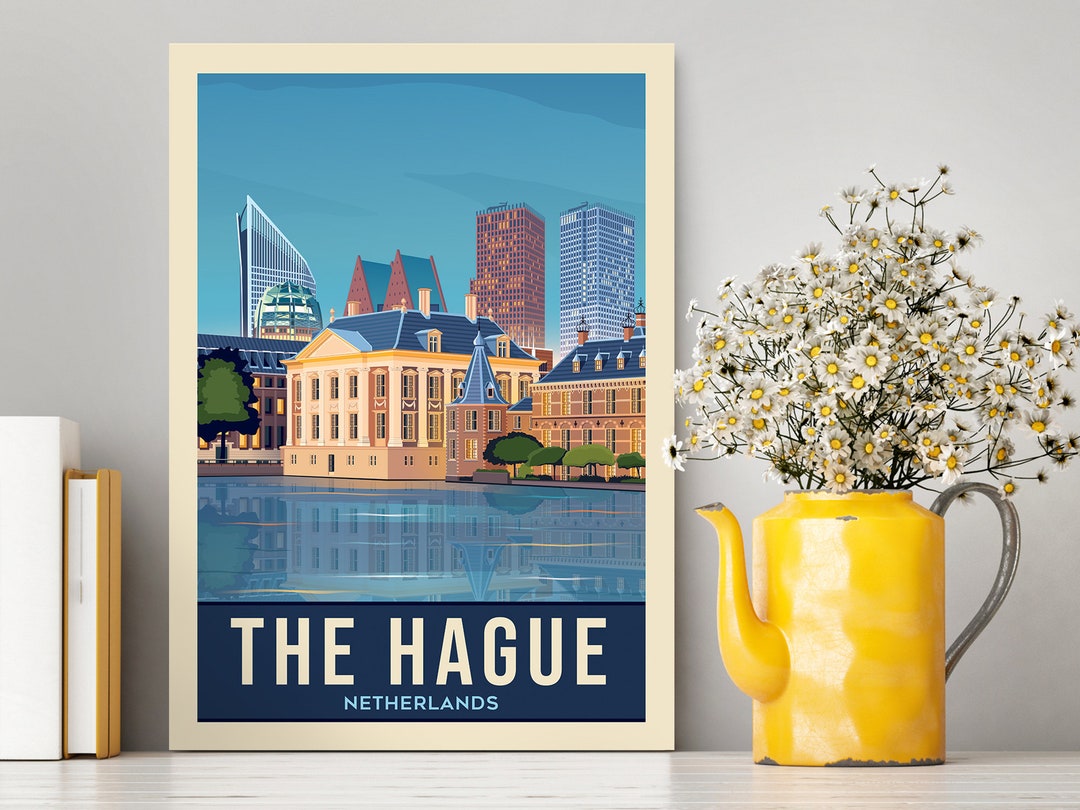The Hague Netherlands Travel Poster / the Hague Illustration / Vintage ...