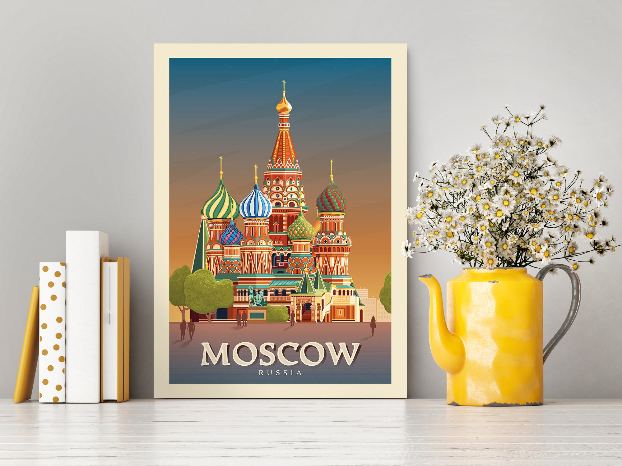 Moscow Russia Travel Poster / Saint Basil's Cathedral Red - Etsy