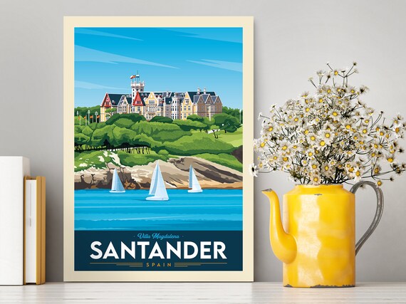 Santander Cantabria City Print / Spain Travel Poster / - Etsy