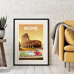 Rome Italy Yellow Poster / Rome Illustration / Colosseum Poster ...