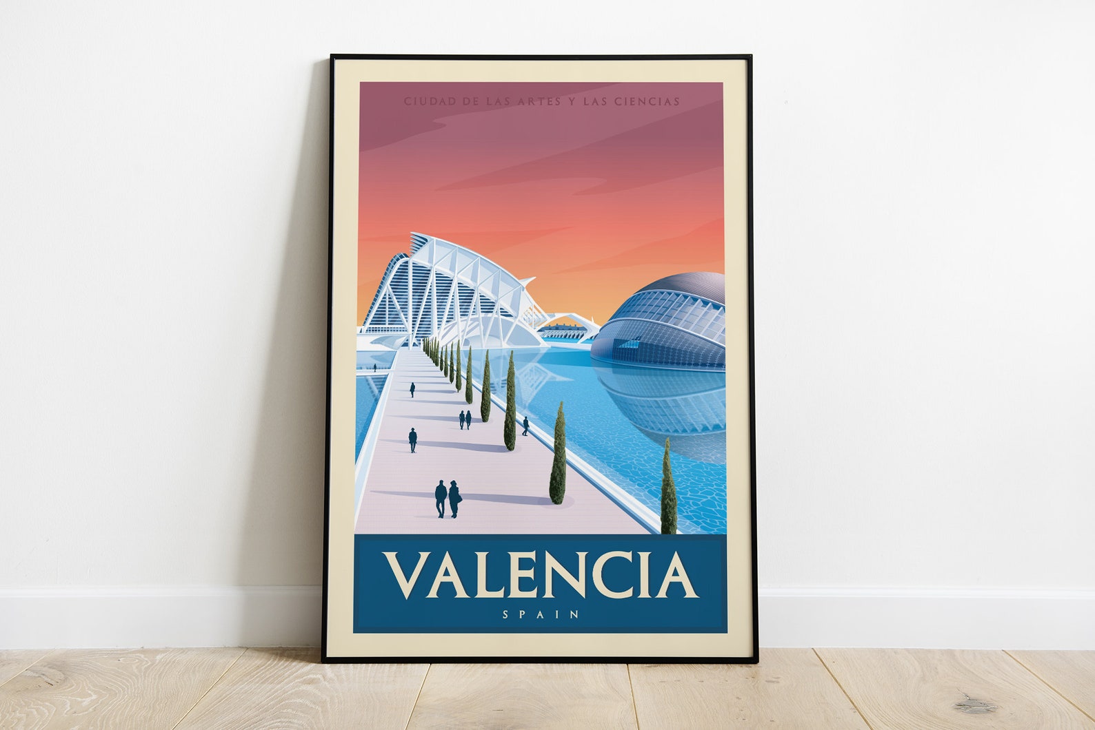 Valencia Spain Red Travel Poster / City of Arts and Sciences / | Etsy