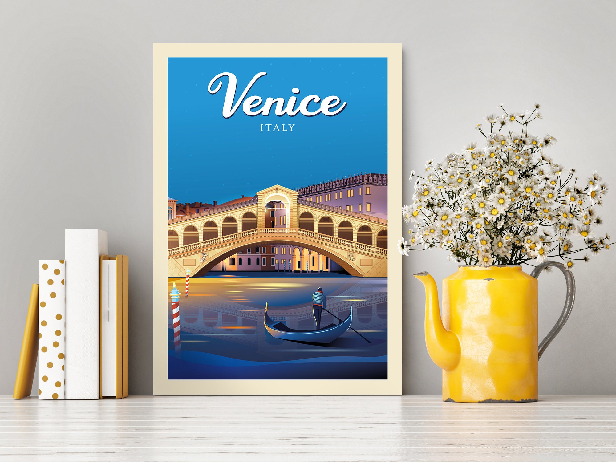 Venice Italy Night Travel Poster Print / Venice Vintage - Etsy