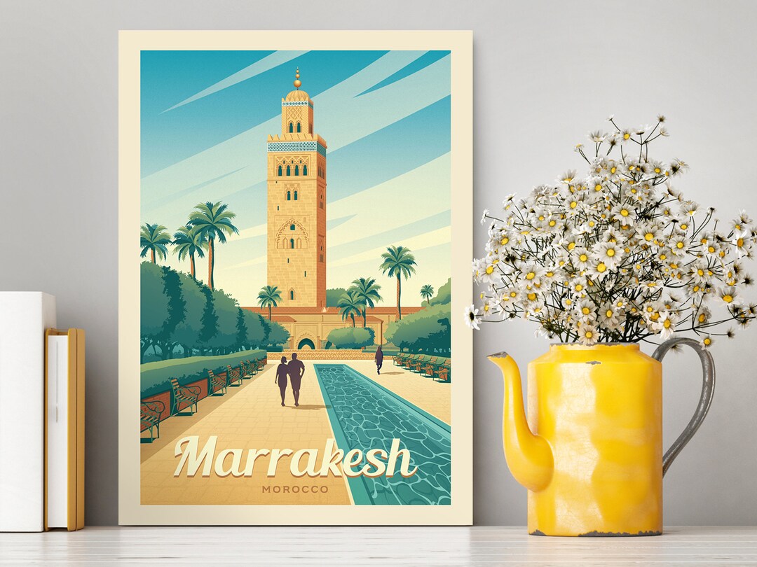 Marrakesh Morocco Africa Poster Print / Marrakesh Morocco Illistration ...
