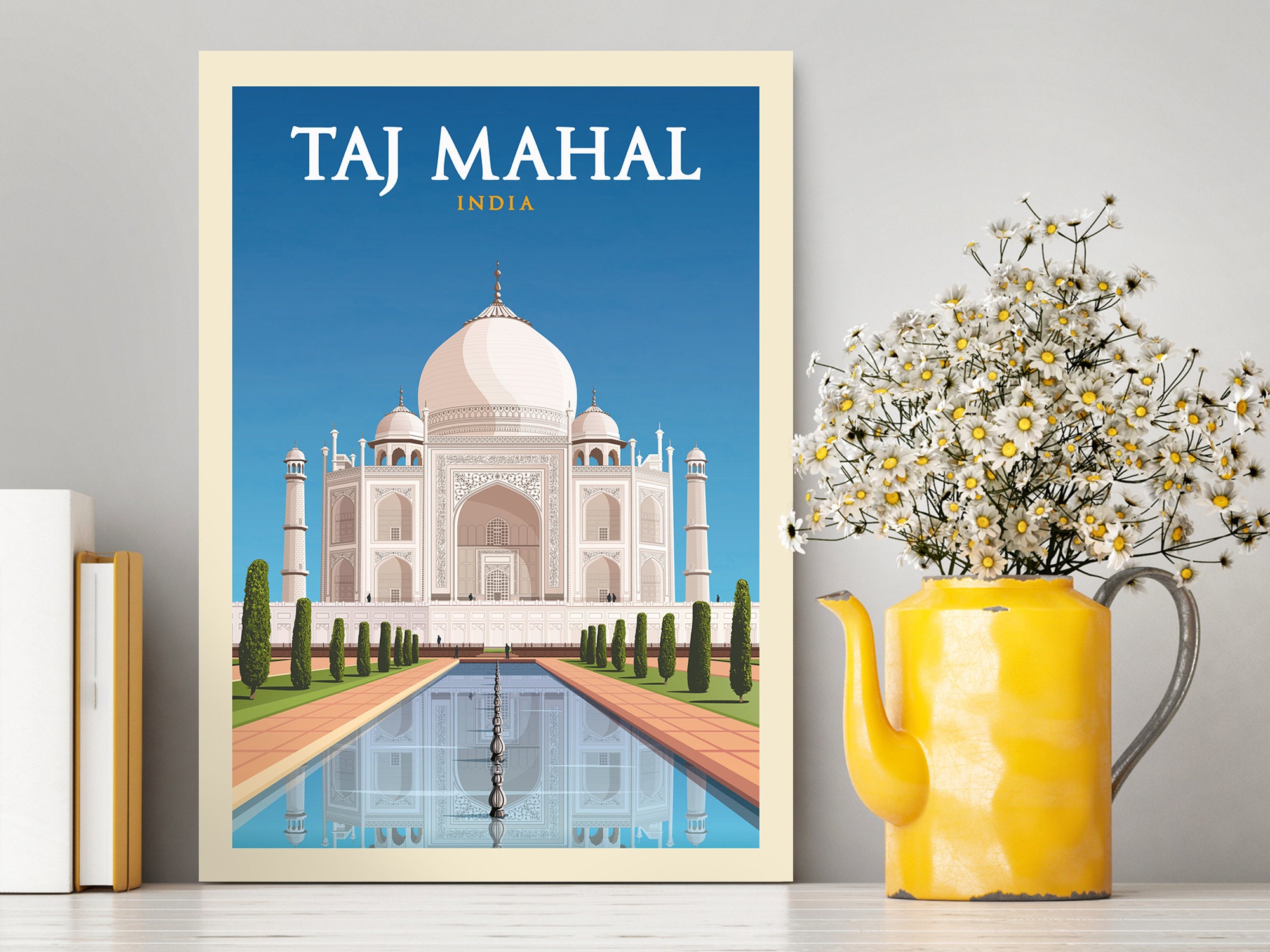 Taj Mahal India Travel Poster Print / Taj Mahal Vintage - Etsy