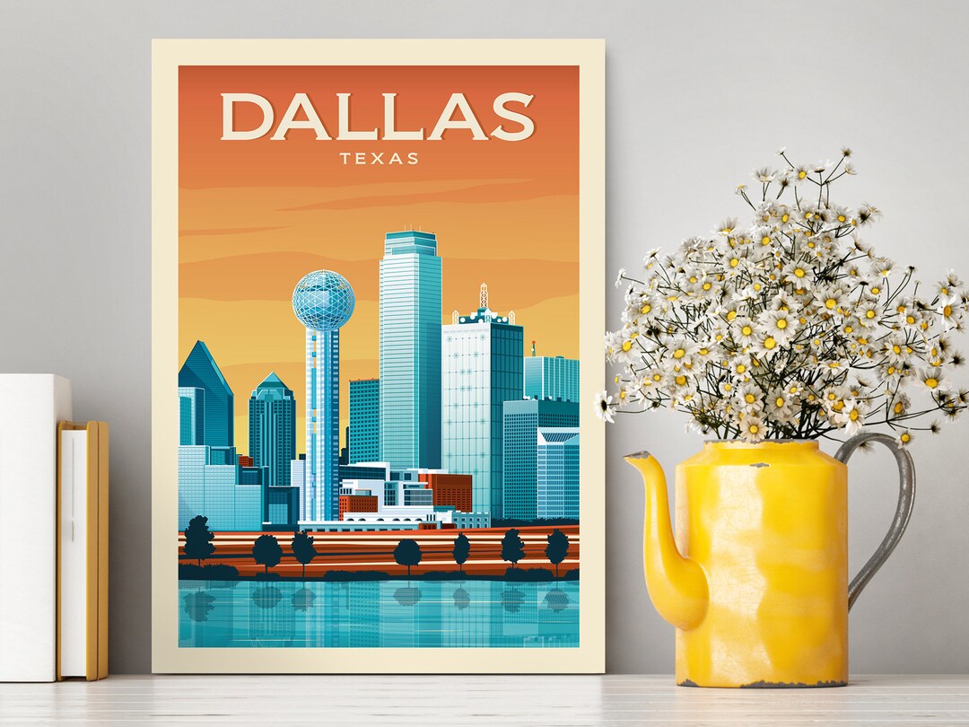 Dallas Texas Reunion Tower Travel Wall Posters / Dallas Illustration ...