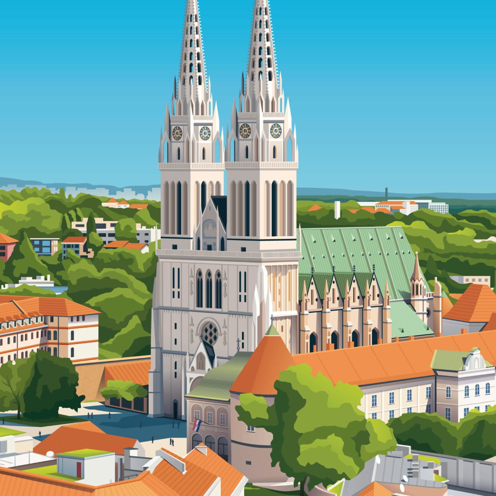 Zagreb Croatia Travel Poster / Zagreb Illustration / Croatia - Etsy