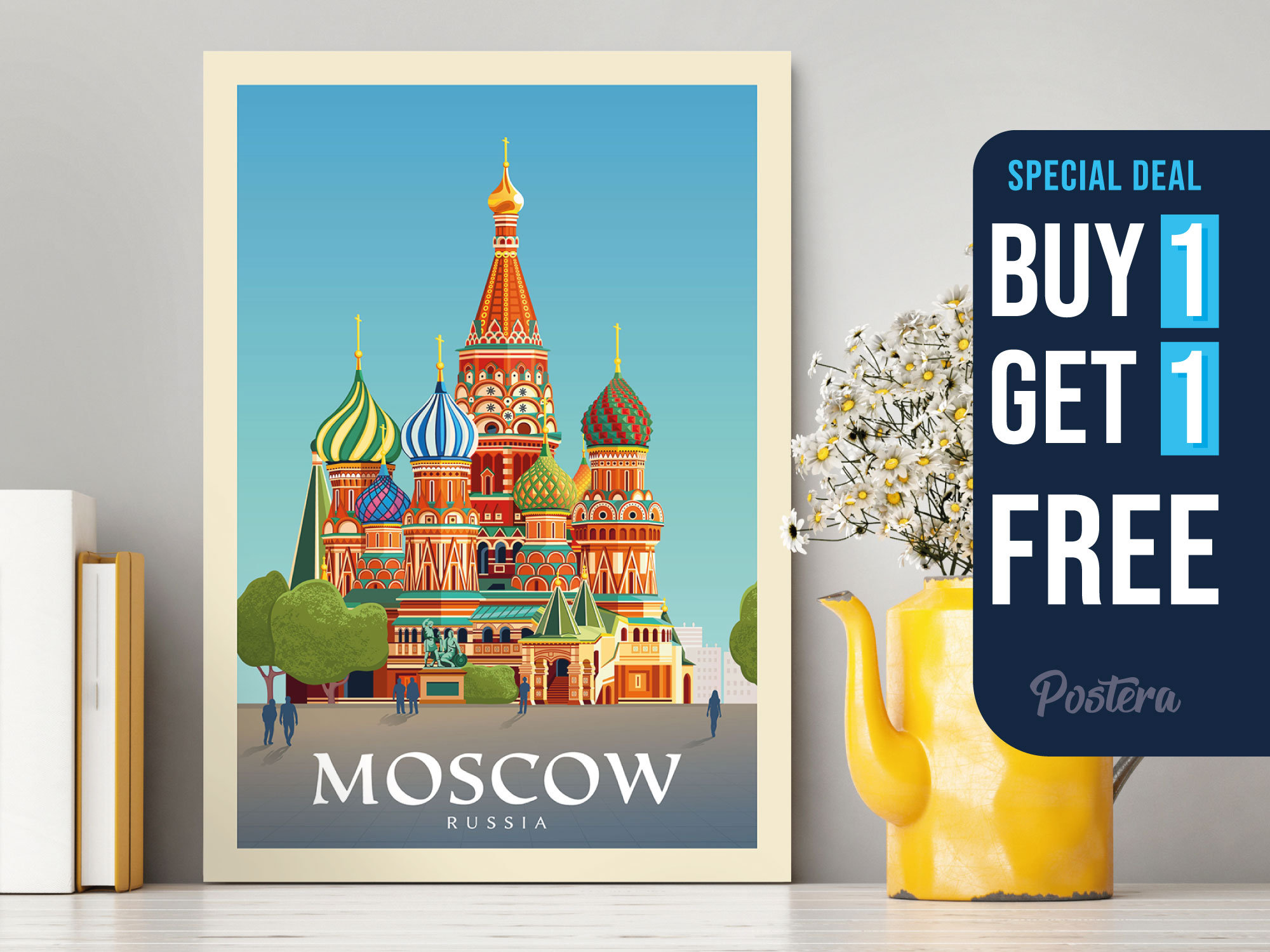 Moscow Russia Travel Poster / Saint Basil's Cathedral Red | Etsy UK