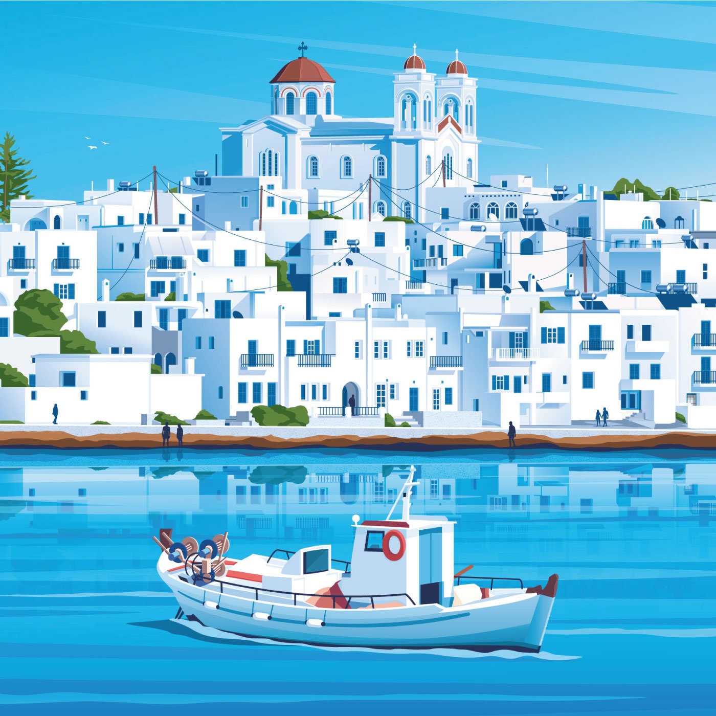 Paros Greece Travel Poster / Paros Illustration / Paros Print - Etsy