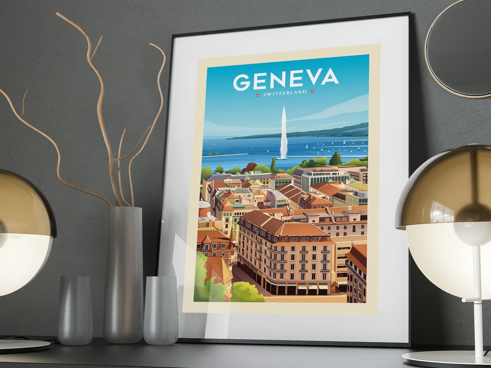 Geneva Switzerland Travel Poster Print / Geneva Vintage - Etsy