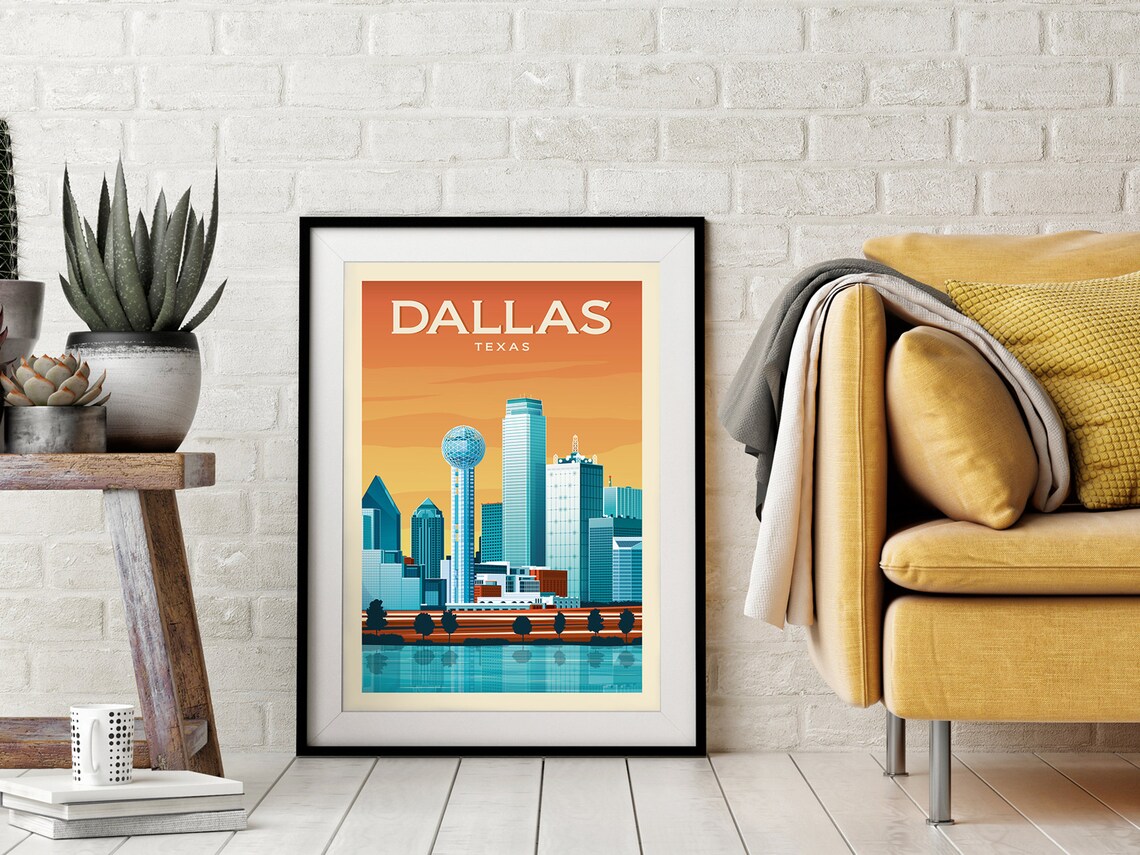 Dallas Texas Reunion Tower Travel Wall Posters / Dallas | Etsy