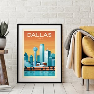 Dallas Texas Reunion Tower Travel Wall Posters / Dallas Illustration ...