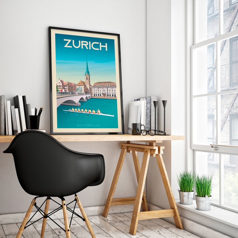 Zurich Switzerland Travel Poster Print / Zurich Vintage - Etsy