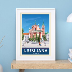 Ljubljana Slovenia Travel Poster / Ljubljana Vintage Illustration ...