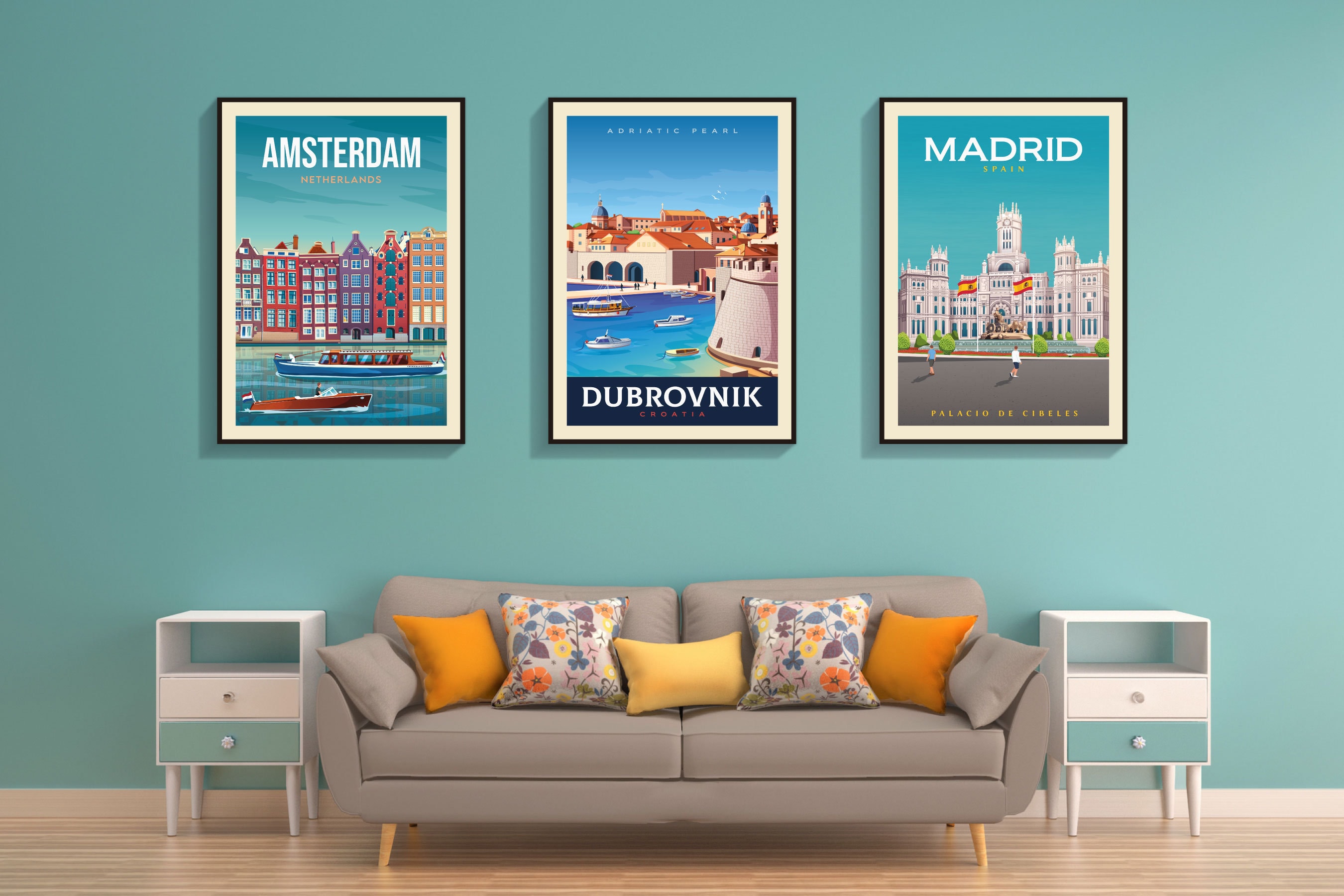 London England Travel Poster London Vintage Illustration / | Etsy