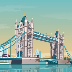 London England Travel Poster, London Vintage Illustration / London City ...