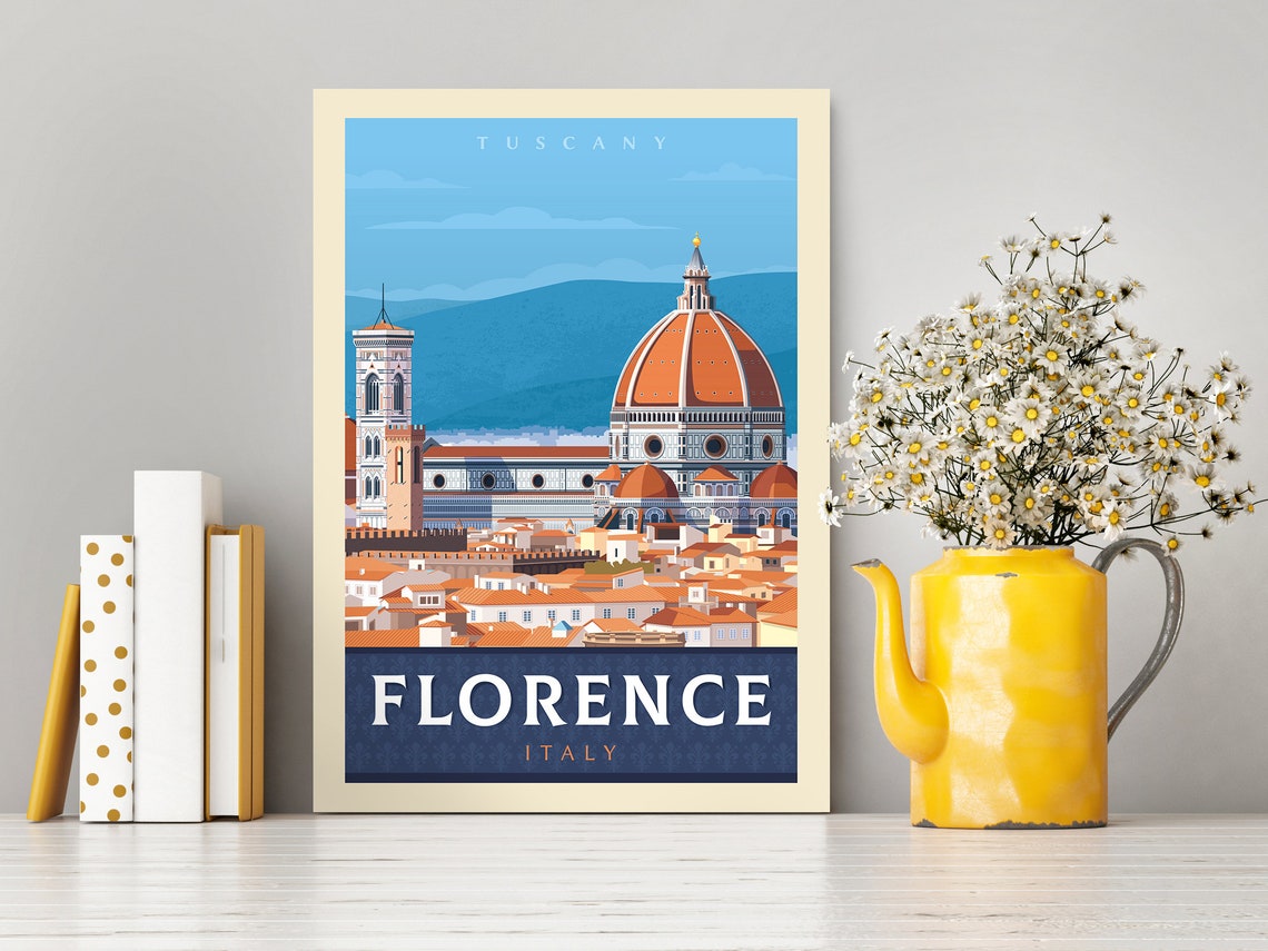 Florence Italy Tuscany Travel Poster / Firenze Città - Etsy