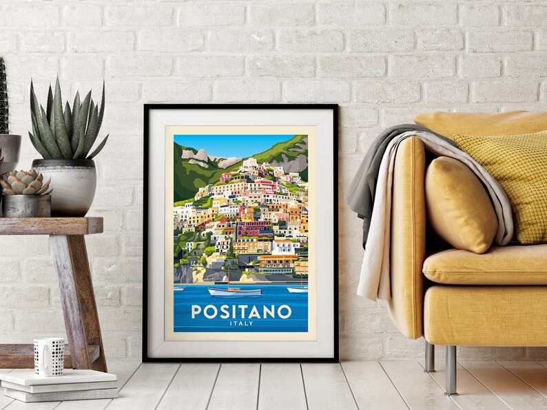Positano Italy Print / Positano Illustration / Travel Gifts / | Etsy