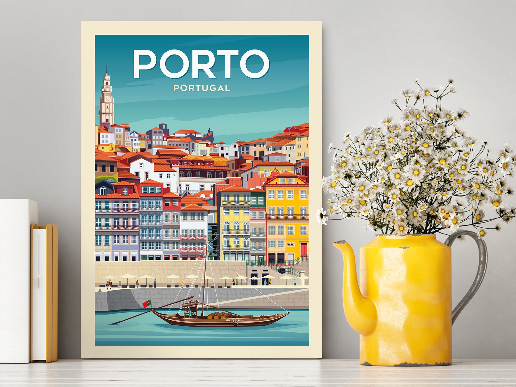 Porto Portugal Travel Poster / Porto Vintage Illustration / - Etsy